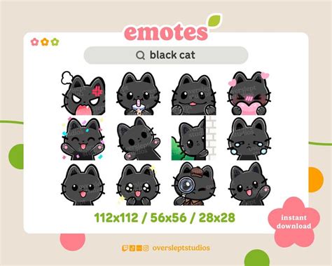 12 Black Cat Emotes For Twitch And Discord Cat Twitch Emotes Cat