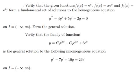 solved verify that the given functions f 1 x e x f 2 x