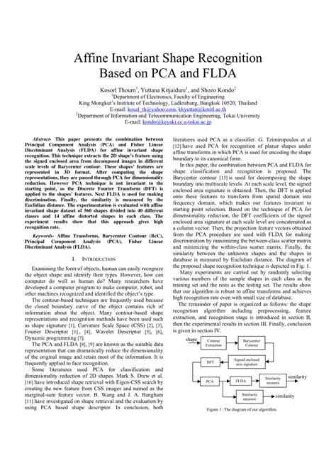 pdf affine invariant shape recognition based on pca and flda