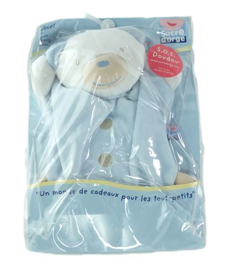 Doudou Plat Ours Bleu Blanc Sucre D Orge Chez Vous Des Demain