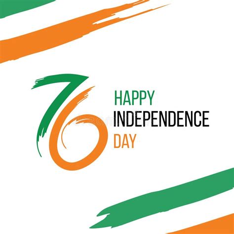 Seventy Six 76 Years Of Indian Independence Day Vector Design Stock