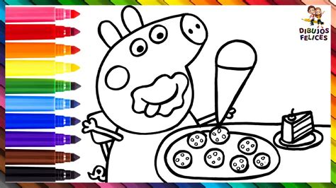 Dibuja y Colorea A Peppa Pig Comiendo Dulces Dibujos Para Niños