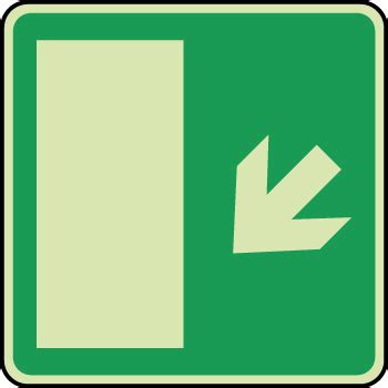 Panneau photoluminescent issue secours flèche bas gauche Virages