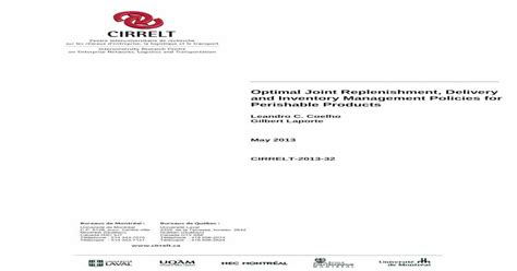 pdf optimal joint replenishment delivery and inventory · areas applications of inventory