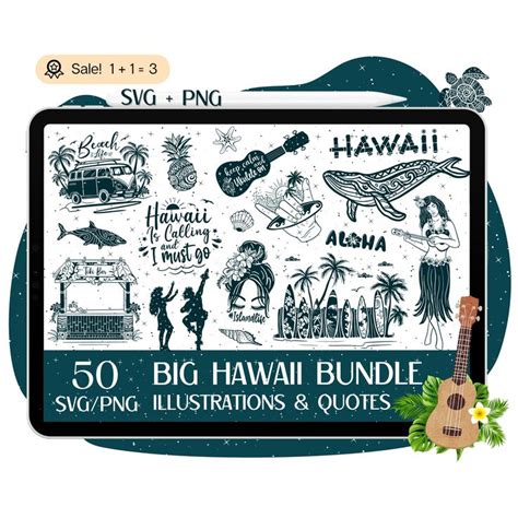50 Hawaii SVG Hawaiian SVG Bundle Hawaiian Quotes Signs Aloha SVG