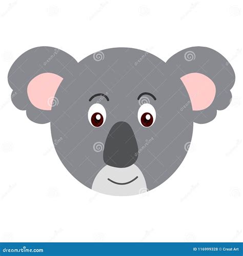 Cabeça Da Coala Dos Desenhos Animados Vetor Principal Animal Cara Da