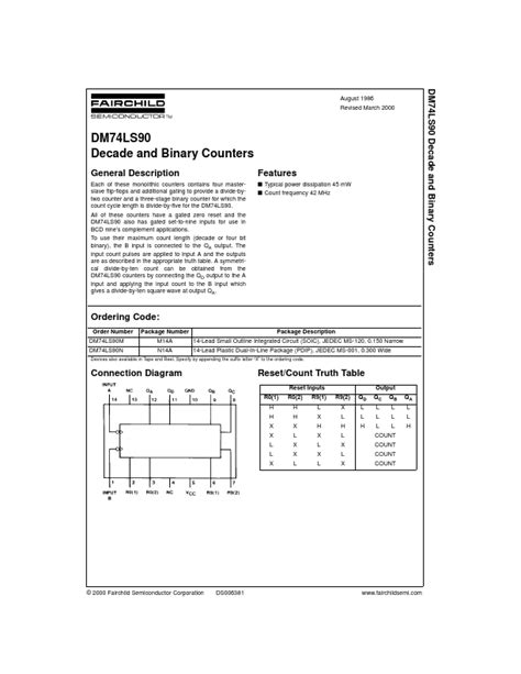 Dm Ls Datasheet Pdf Decade And Binary Counters