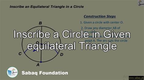 inscribe a circle in given equilateral triangle math lecture sabaq pk youtube
