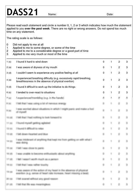 Validation Of The Depression Anxiety Stress Scales DASS 43 OFF