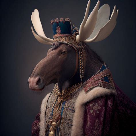 Premium AI Image A Moose Wearing A Hat And A Coat With Gold Trim And