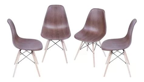 Cadeira De Jantar BoxBit DKR Eames Base Madera Estrutura Madeira Escura