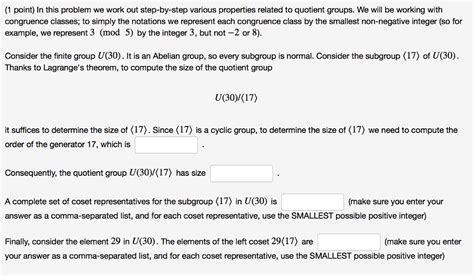 solved 1 point in this problem we work out step by step