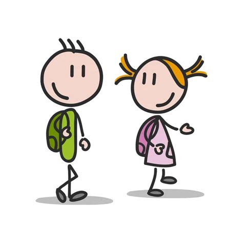 niño de dibujos animados caminando a la escuela Vector de stock