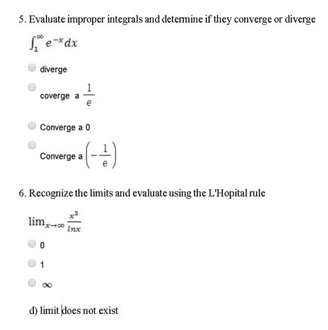 solved 5 evaluate improper integrals and determine if they
