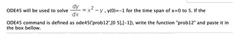 solved ode45 will be used to solve y y o 1 for the