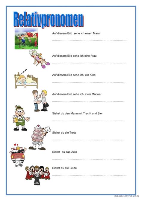 Relativpronomen Deutsch DAF Arbeitsblätter pdf doc