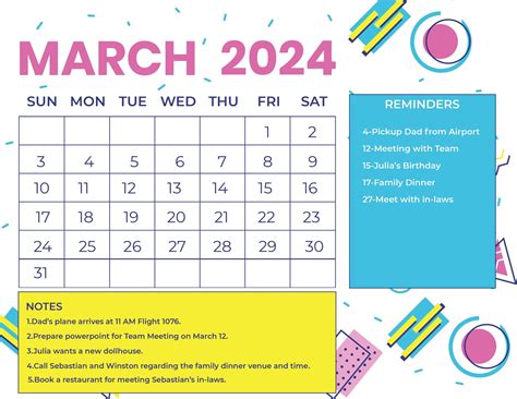 Calendar March Template Word Genia Jordain
