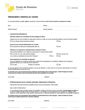 Fillable Online D Claration Relative Au Rachat Fonds De Pensions