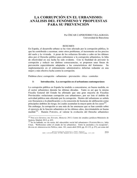 LA CORRUPCIÓN EN EL URBANISMO ANÁLISIS DEL