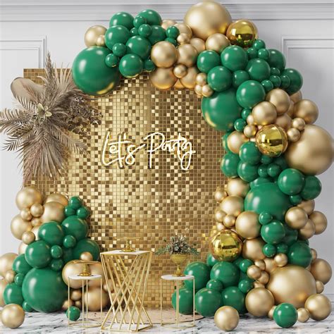 Amazon Dnbod Green And Gold Balloon Garland Kit Pcs Dark Green