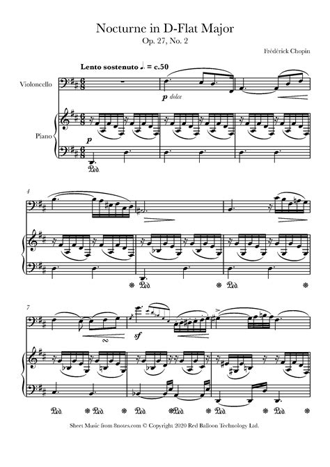 Chopin Nocturne No 8 In Db Major Op 27 No 2 Sheet Music For Cello