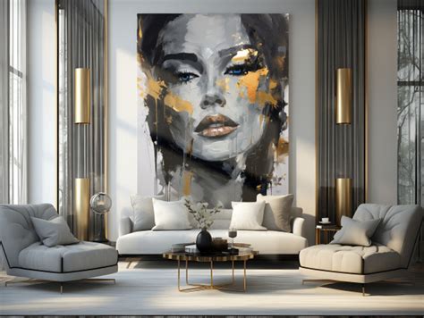 Obraz Złoty PORTRET Kobieca Twarz Glamour 70x100cm 108138 sklep BRW