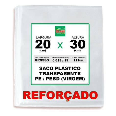 Saco Plástico Polietileno Transparente 100 Virgem Baixa Densidade PE