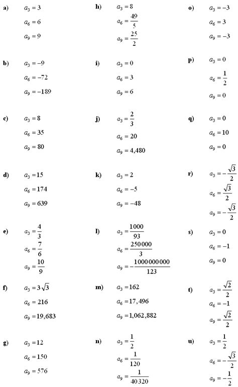 answers to math exercises and math problems sequence