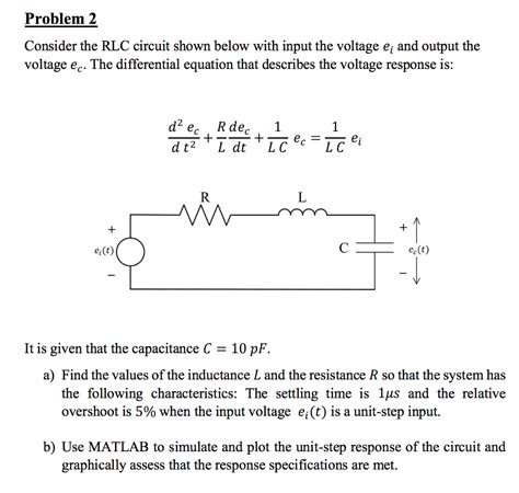 Solved Problem 2 Consider The RLC Circuit Shown Below With Chegg