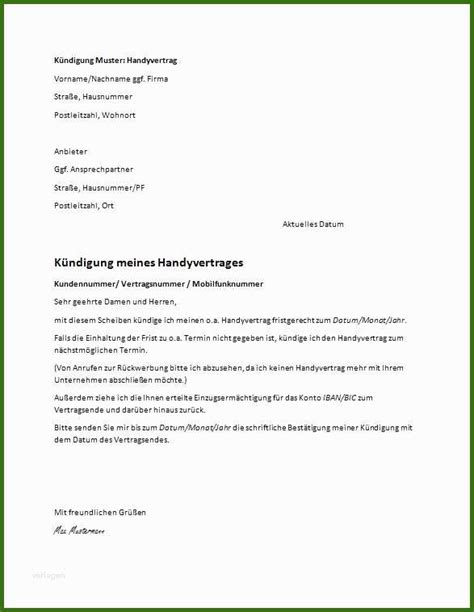 016 Vorlage Kündigung Handyvertrag Das Muster Einer Kündigung