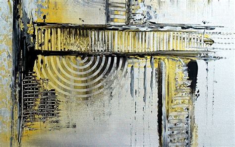 Abstraktes Bild Gemälde Silber Gold Malerei Burgstaller