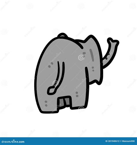 Doodle Elefante De Dibujos Animados Sobre Fondo Blanco Stock De