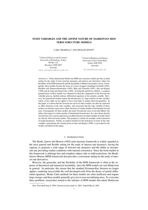 pdf state variables and the affine nature of markovian hjm term structure models