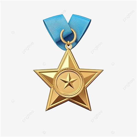 Medalla De Estrella De Oro Con Cinta Azul Png Dibujos Medalla Otorgar
