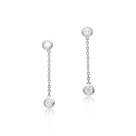 White Gold And Diamond Drop Earrings Available For Immediate Sale At