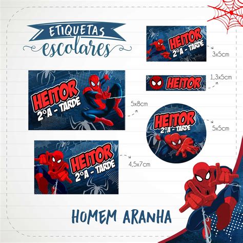 Etiqueta Escolar Personalizada HOMEM ARANHA Shopee Brasil