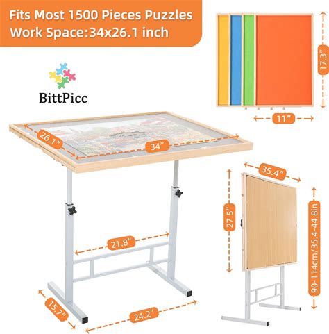 Buy Bittpicc Puzzle Table For Pieces Adjustable Puzzle Tables For