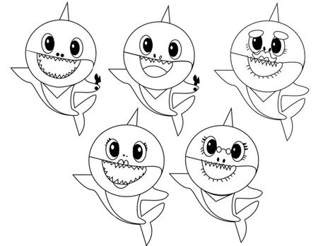 Cute Baby Shark Coloring Pages PDF Free Coloringfolder Páginas