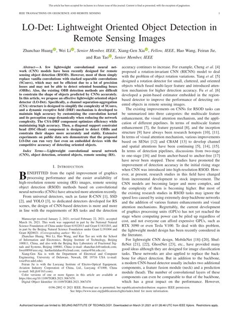 pdf lo det lightweight oriented object detection in remote sensing images