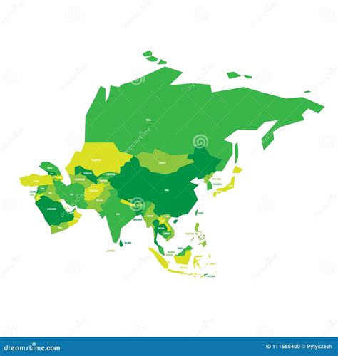 Very Simplified Vector Infographical Political Map Of Asia Stock Vector