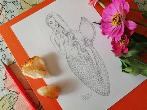Nude Mermaid Artwork Original Graphite Pencil Drawing Etsy
