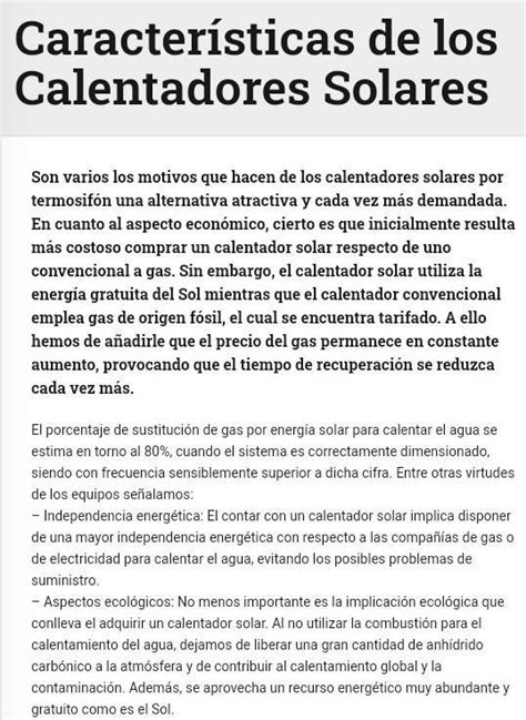 Que Caracteristicas Debe Tener Un Calentador Solar Para Tener Mayor