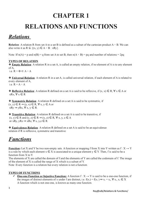 relations and functions chapter 1 relations and functions relations relation a relation r