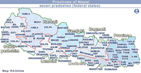 RAOnline Nepal Nepal Maps Geography Population Density Political
