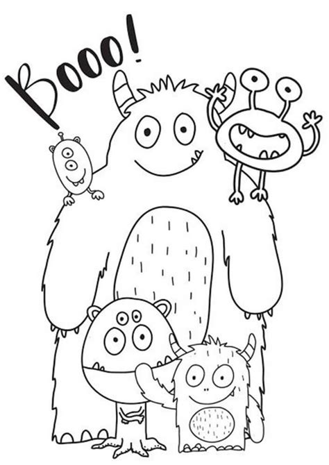 Cinco Monstruos Lindos Para Colorear Imprimir E Dibujar Coloringonly