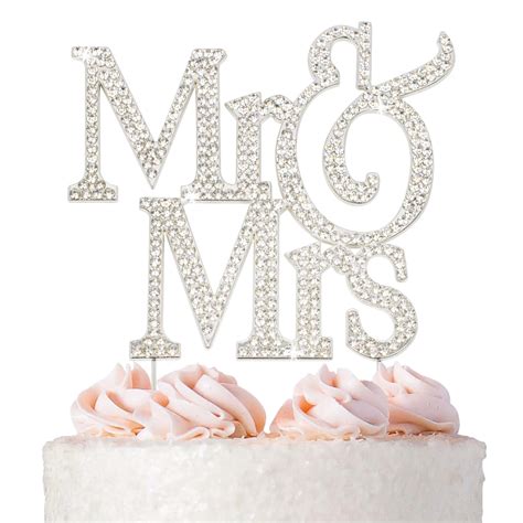 Buy Mr And Mrs Wedding Cake Topper Premium Silver Metal Sparkly