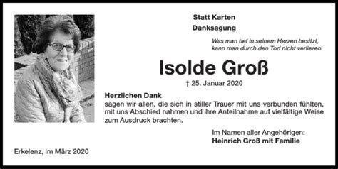Traueranzeigen von lsolde Groß Aachen gedenkt