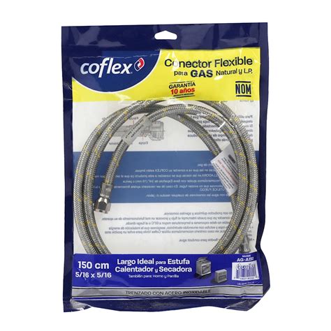 CONECTOR FLEXIBLE PARA GAS NATURAL Y LP 5 16 X 5 16 DE PULGADA PLATA