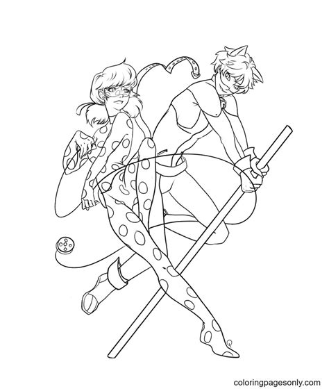 Miraculous Ladybug Y Cat Noir Coloring Pages Ladybug And Cat Noir