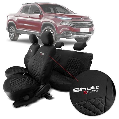 Capa de Banco Fiat Toro 2016 a 2019 11 Peças Couro Ecológico Preta